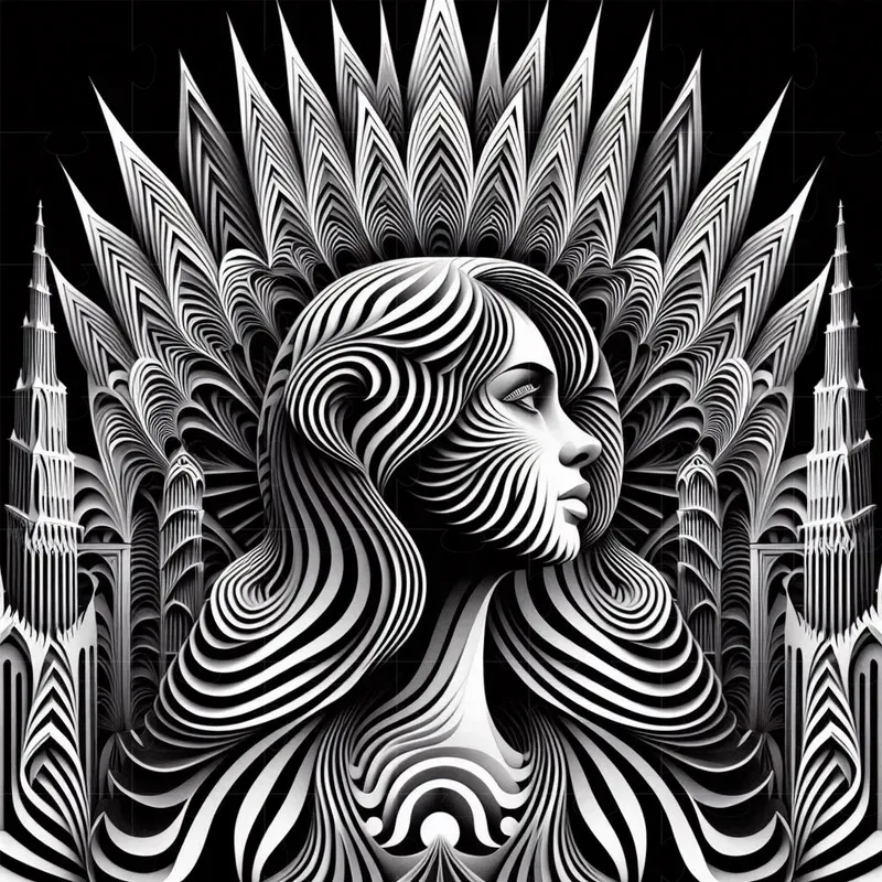Op Art Paper Sculptures With Gothic Cath DALL·E Prompt | PromptBase