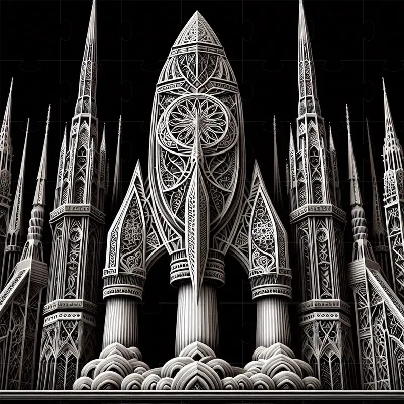 Op Art Paper Sculptures With Gothic Cath DALL·E Prompt | PromptBase