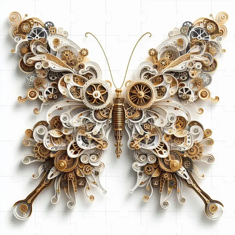 Steampunk Rococo Paper Mechanisms Art DALL·E Prompt | PromptBase