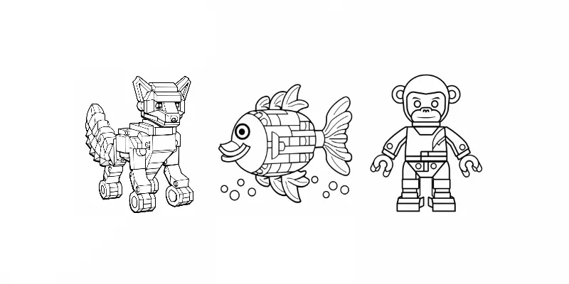 Lego Animal Coloring Book Pages Midjourney Prompt | PromptBase