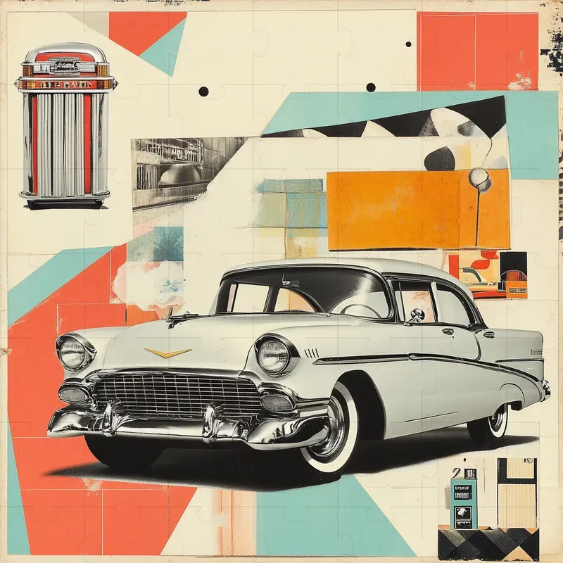 Retro Nostalgia Cubist Ephemera Of 1950s Midjourney Prompt | PromptBase
