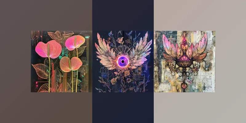 Cyberpunk Art Nouveau Ephemera Journals Generator App | PromptBase