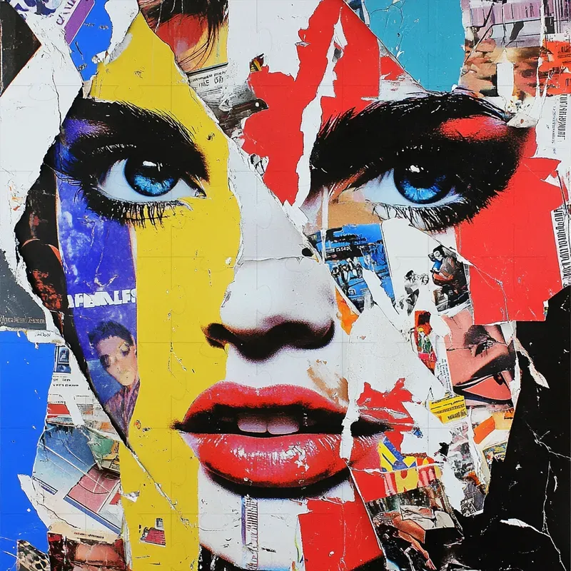 Pop Art Torn Magazine Collage Midjourney Prompt | PromptBase