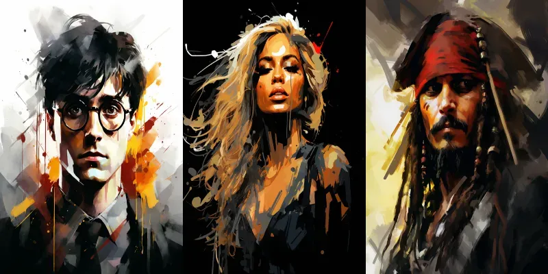 Messy Sketchish Paint Splash Portraits Midjourney Prompt | PromptBase