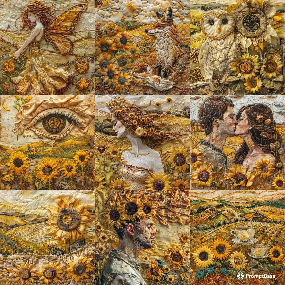 Sunkissed Floral Embroideries Midjourney Prompt | PromptBase