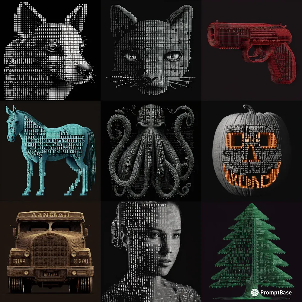 True Ascii Inspired Artworks Midjourney Prompt | PromptBase