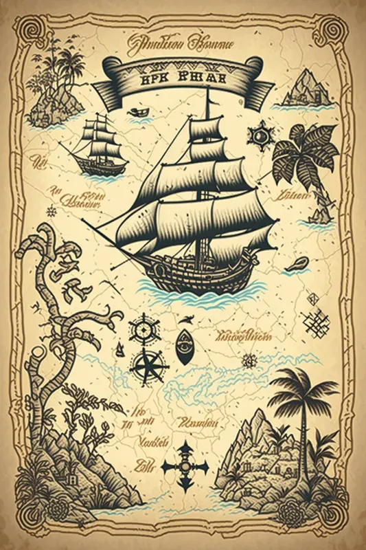Pirate Treasure Maps Midjourney Prompt | PromptBase