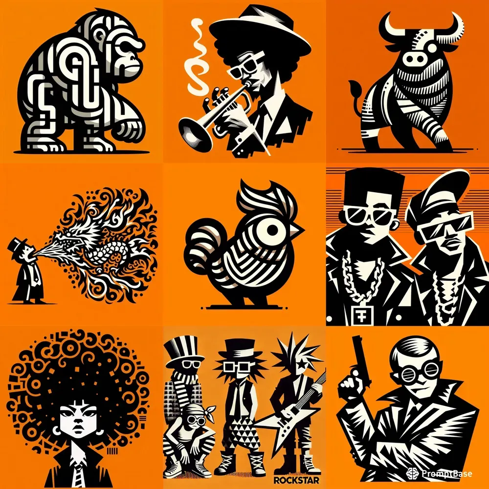 Stencil Character Art Design Collections DALL·E Prompt | PromptBase