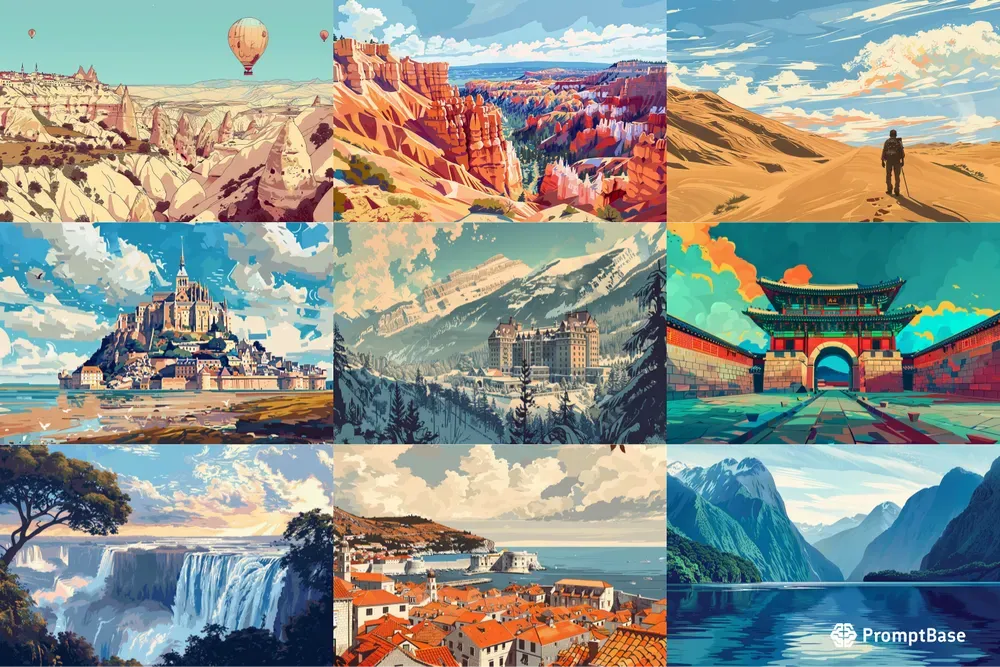 Detailed Illustrations Of Famous Places Midjourney Prompt | PromptBase