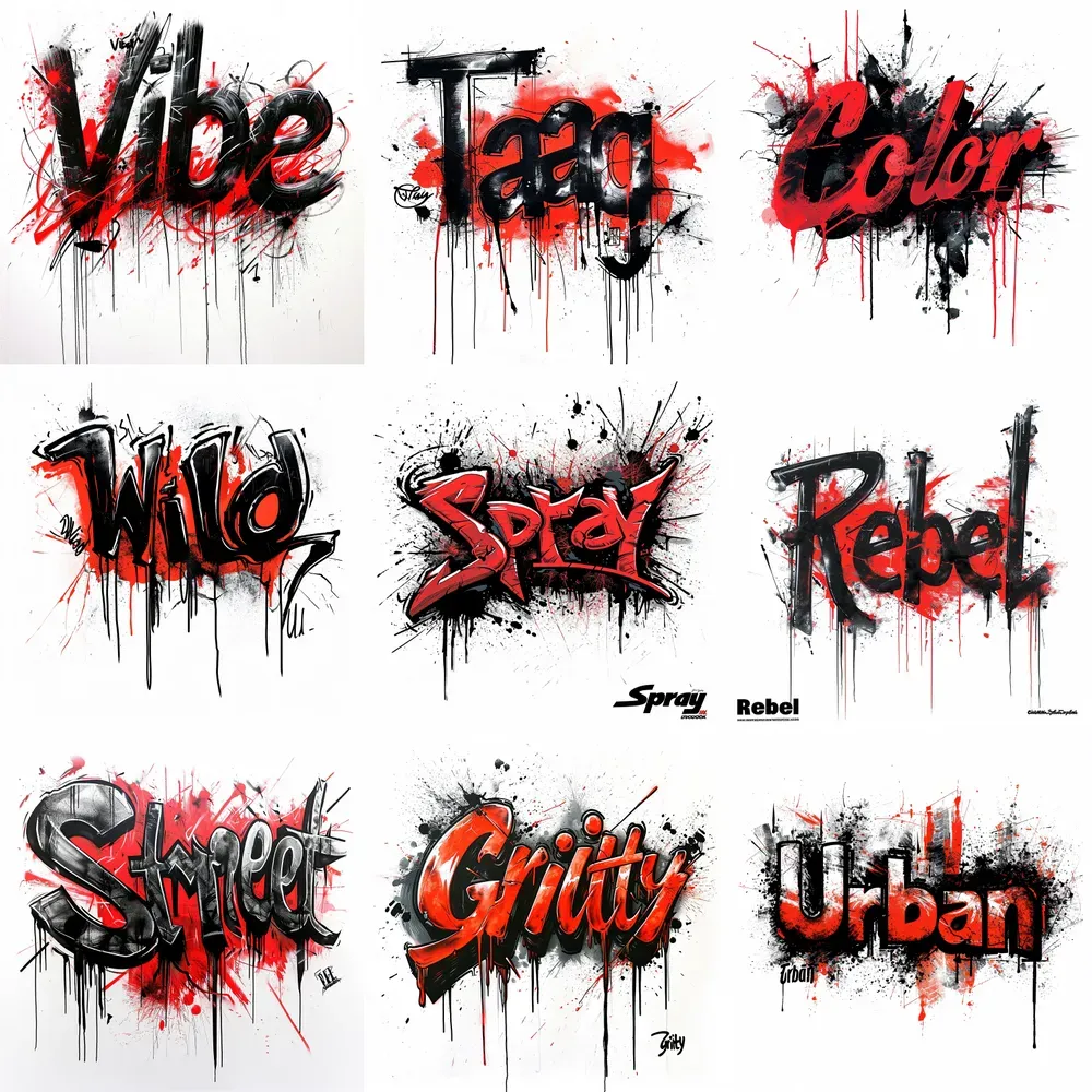 Spray Explosion Graffiti Custom Texts Midjourney Prompt | PromptBase