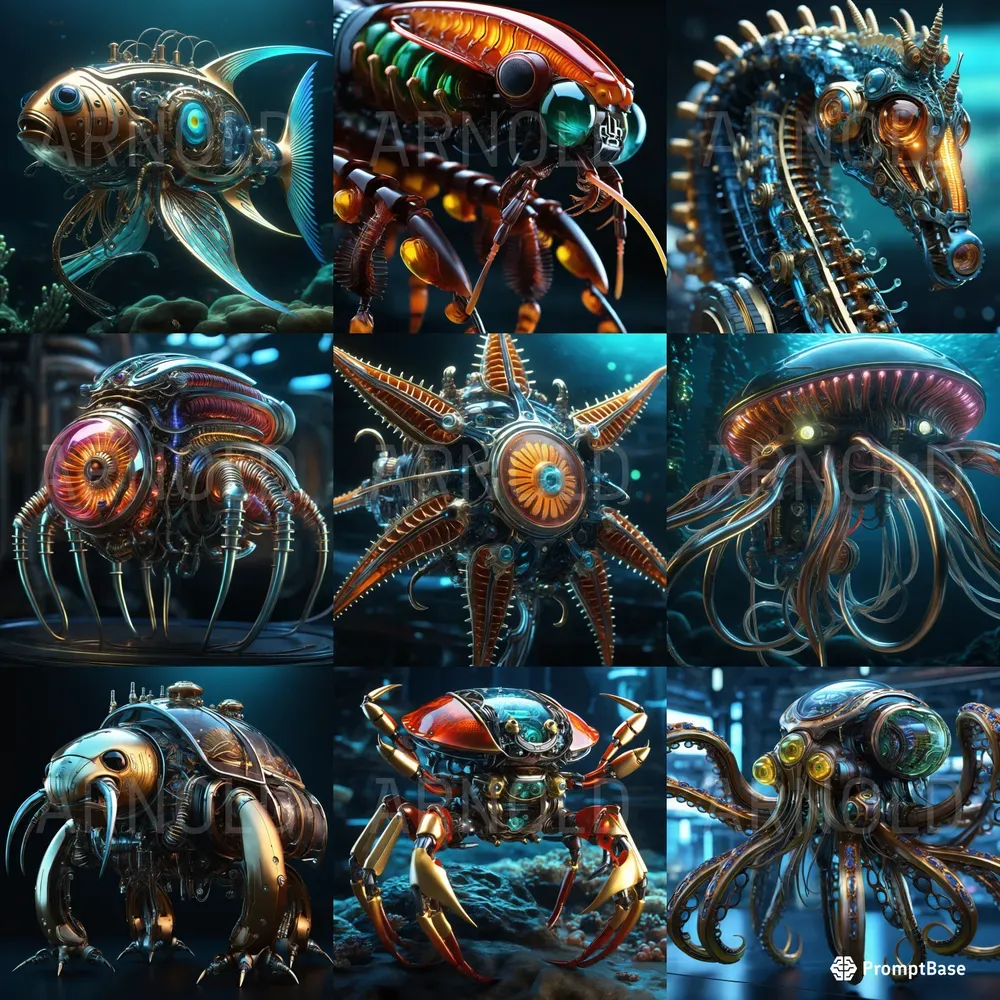 Biomechanical Deep Sea Creatures Stable Diffusion Prompt | PromptBase
