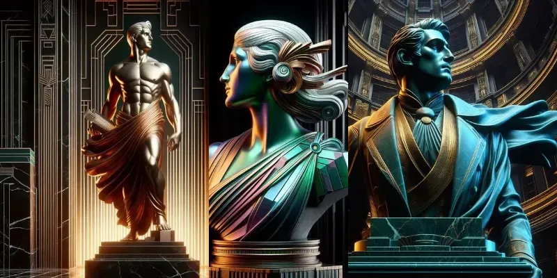 Epic Art-deco Statues DALL·E Prompt | PromptBase