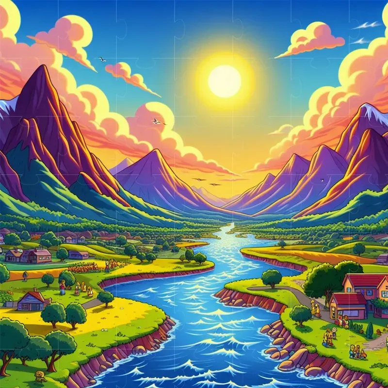 The Simpsons Style Landscapes DALL·E Prompt | PromptBase