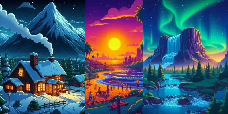 The Simpsons Style Landscapes DALL·E Prompt | PromptBase