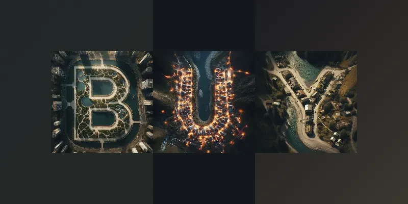 Hidden Letters Aerial Views DALL·E Prompt | PromptBase