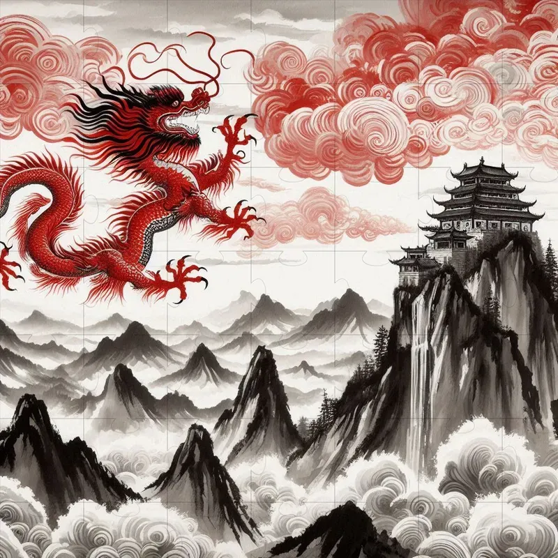 Ink Dragon Dances DALL·E Prompt | PromptBase