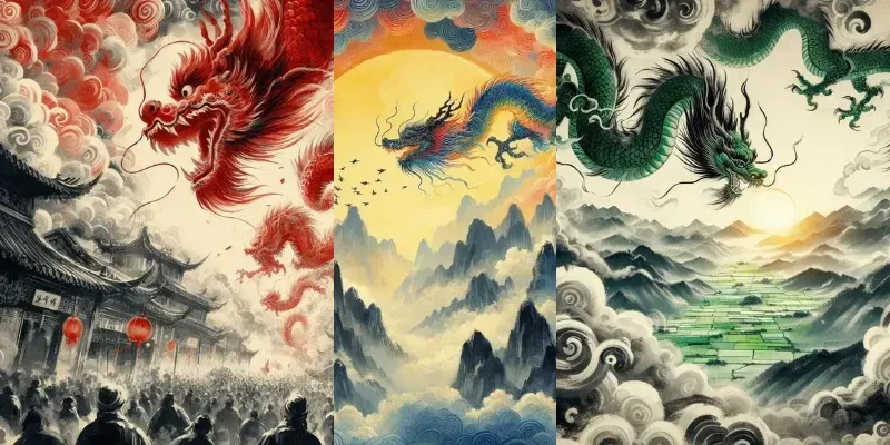 Ink Dragon Dances DALL·E Prompt | PromptBase