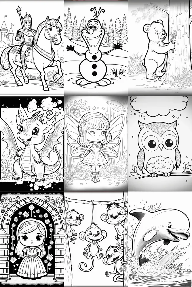 Cute Children Coloring Book Midjourney Prompt | PromptBase