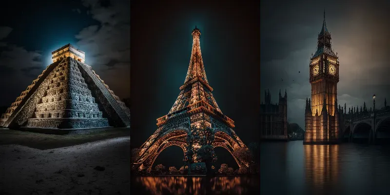 Famous Monuments With Realistic Effects Midjourney Prompt | PromptBase