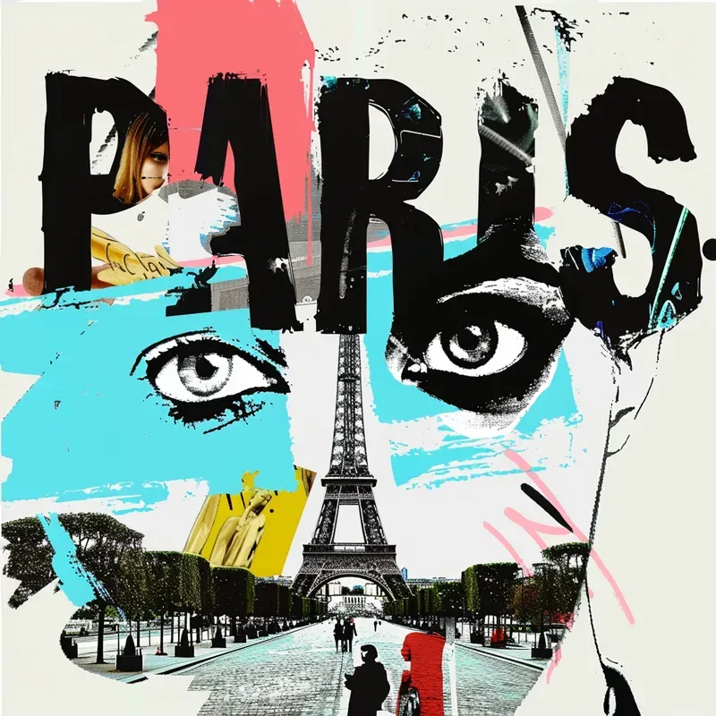 Modern Collage Art With Text Midjourney Prompt | PromptBase