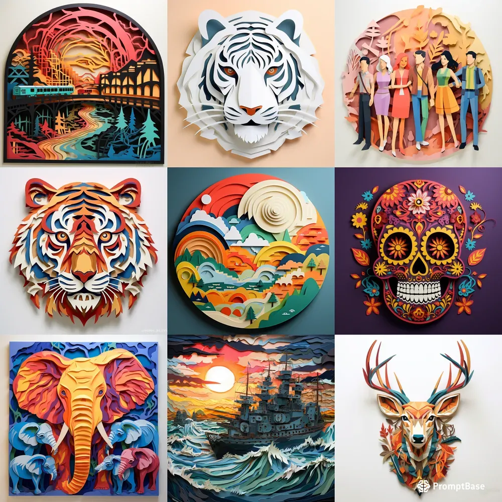 Paper Collage Style Midjourney Prompt | PromptBase