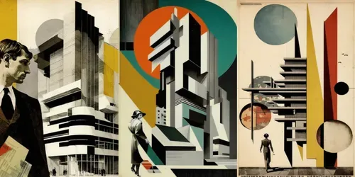 Bauhaus Collage Illustration Art Midjourney Prompt | PromptBase