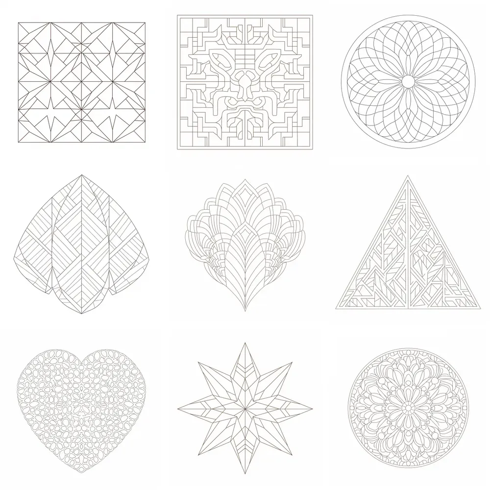 Relaxing Shapes Coloring Book Pages Midjourney Prompt | PromptBase