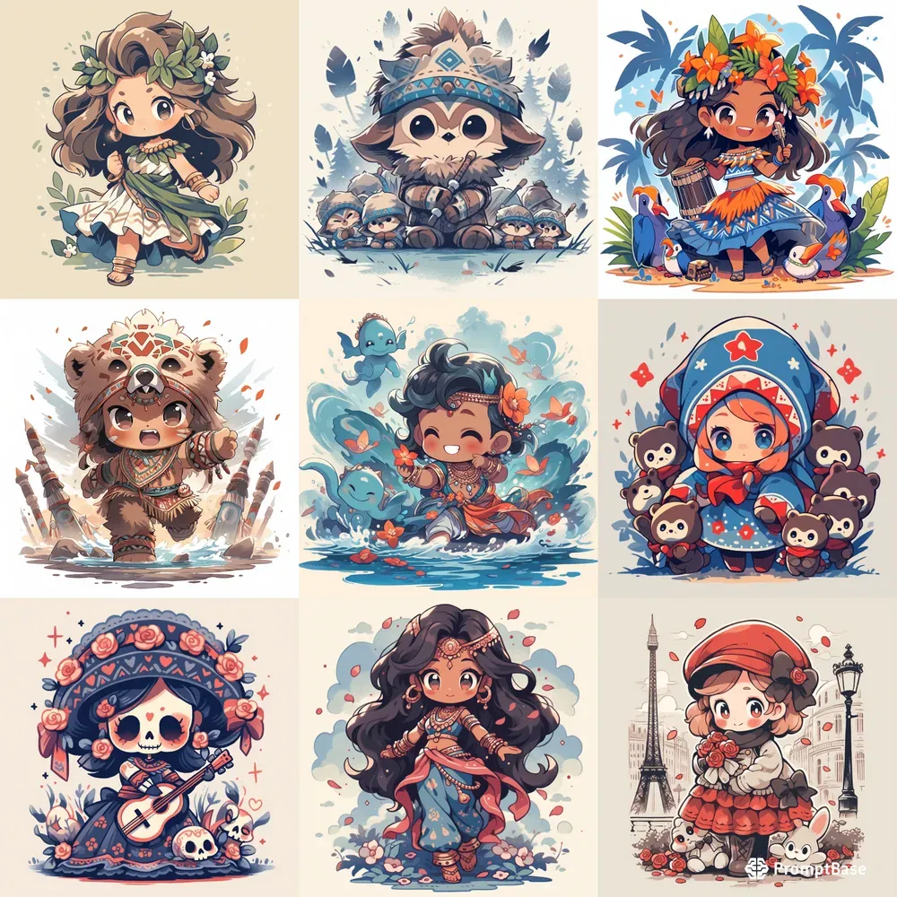 Iconic Chibi Character T-shirt Designs Midjourney Prompt | PromptBase