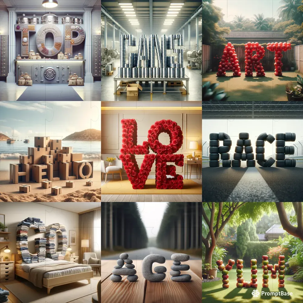 Object Typography DALL·E Prompt | PromptBase