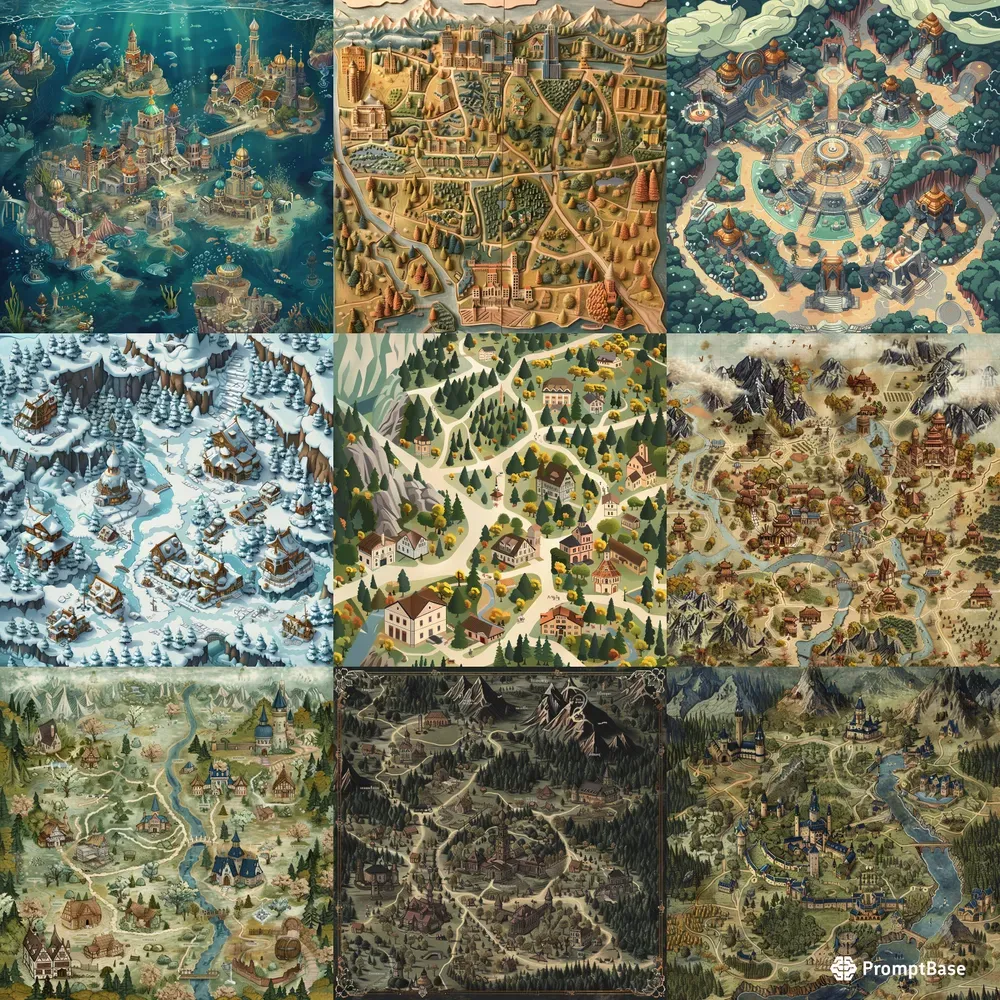Fantasy World Maps Midjourney Prompt | PromptBase