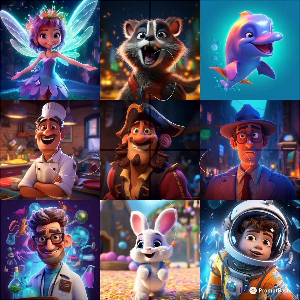 Pixar Style Characters Midjourney Prompt | PromptBase