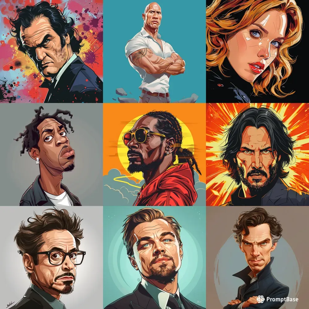 Celebrity In Comic Form Midjourney Prompt | PromptBase