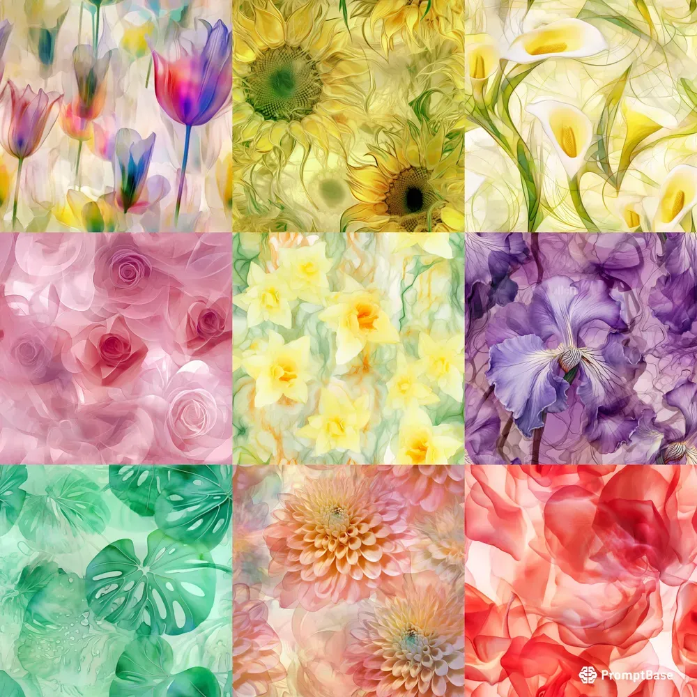 Flowers Stunning Translucent Patterns Midjourney Prompt | PromptBase