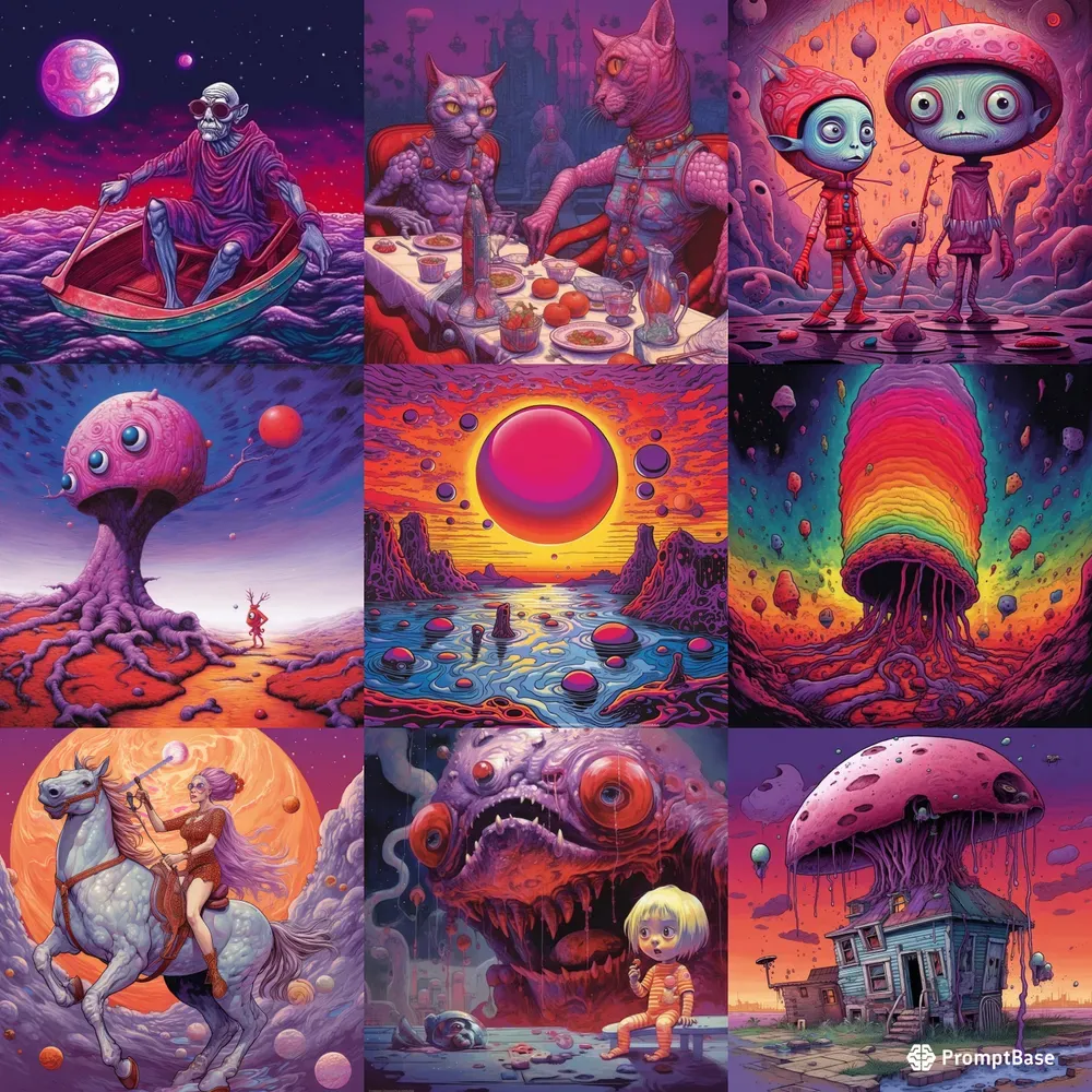Psychedelic Alien Art Midjourney Prompt | PromptBase
