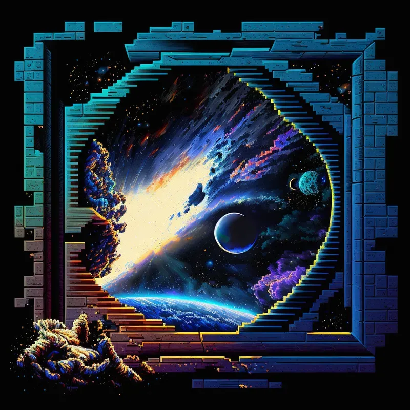 Low-res Space Pixel Art Midjourney Prompt | PromptBase