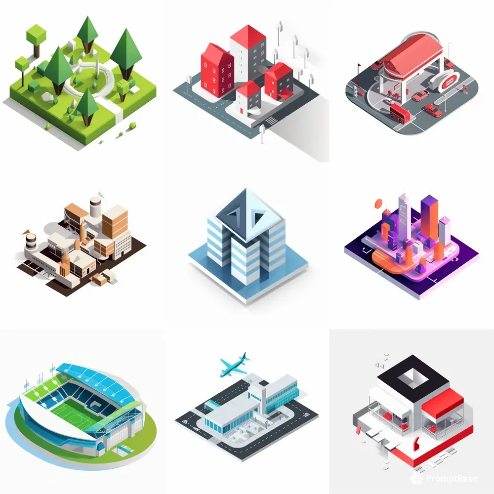 Isometric Building Logos Midjourney Prompt | PromptBase