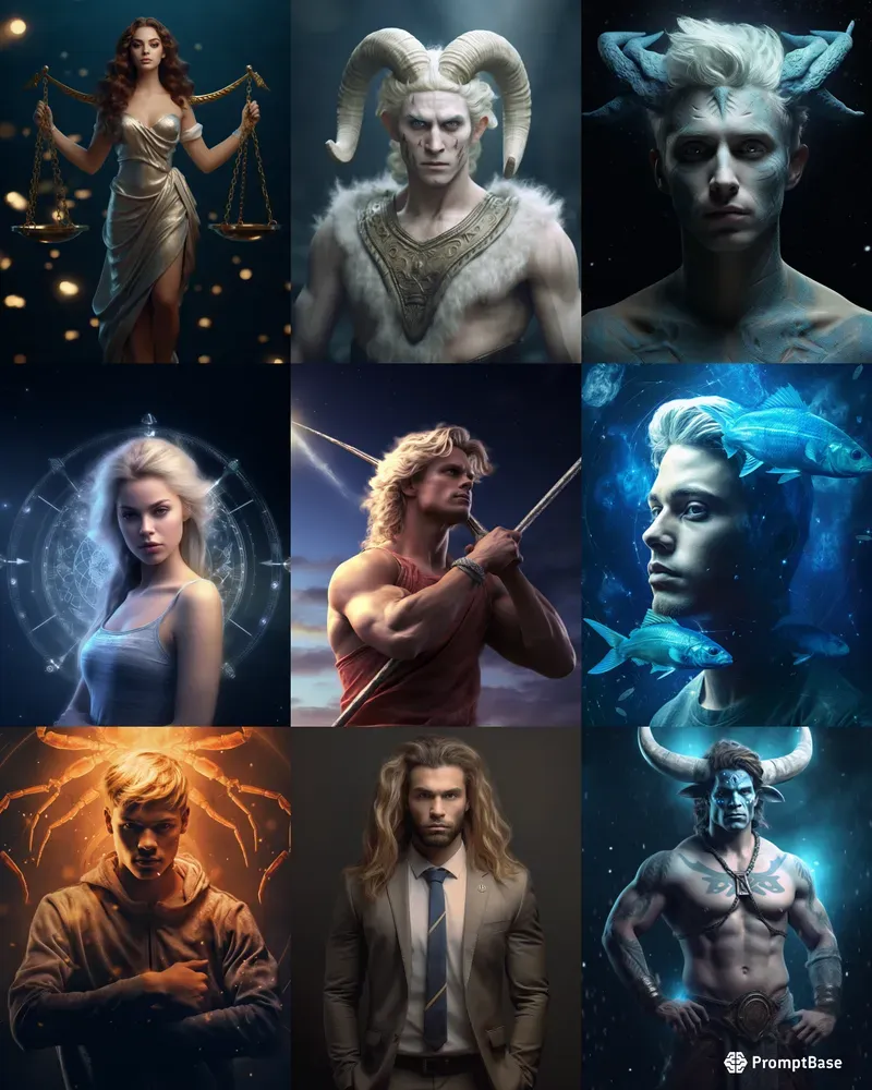 Zodiac Signs Humans Midjourney Prompt | PromptBase