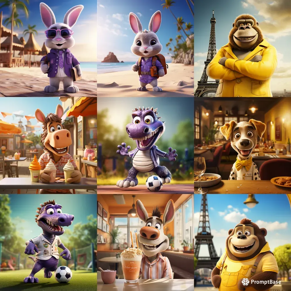 Cartoon Animals In Real Life Situations Prompt | PromptBase