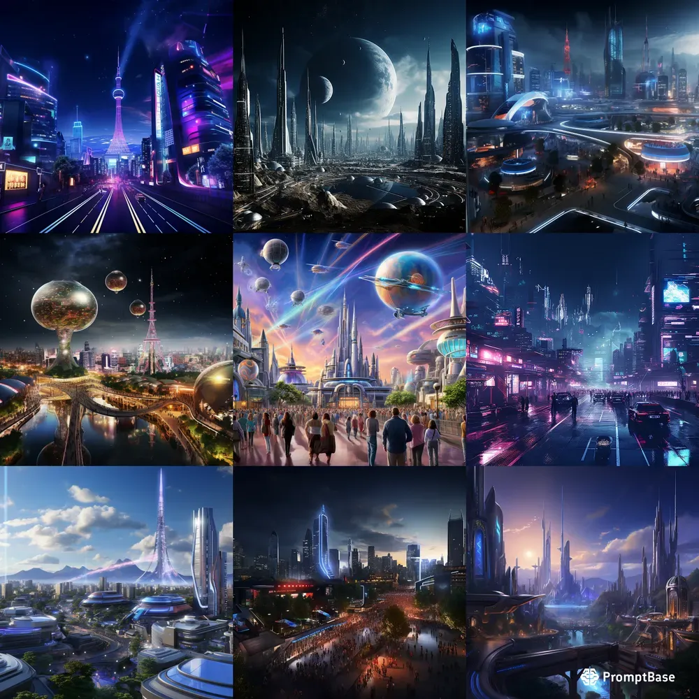 Futuristic City Themes Midjourney Prompt | PromptBase
