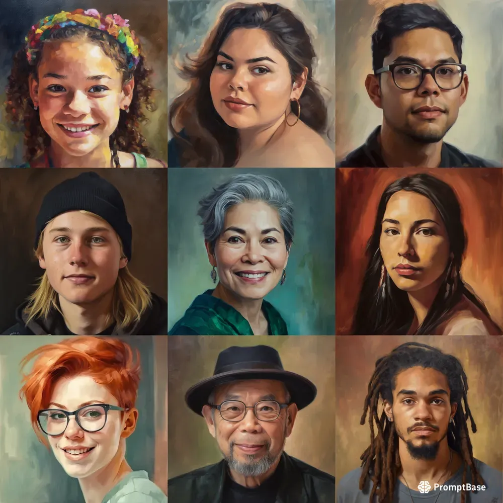 Oil Painting Portraits Of Ordinary People Midjourney Prompt | PromptBase