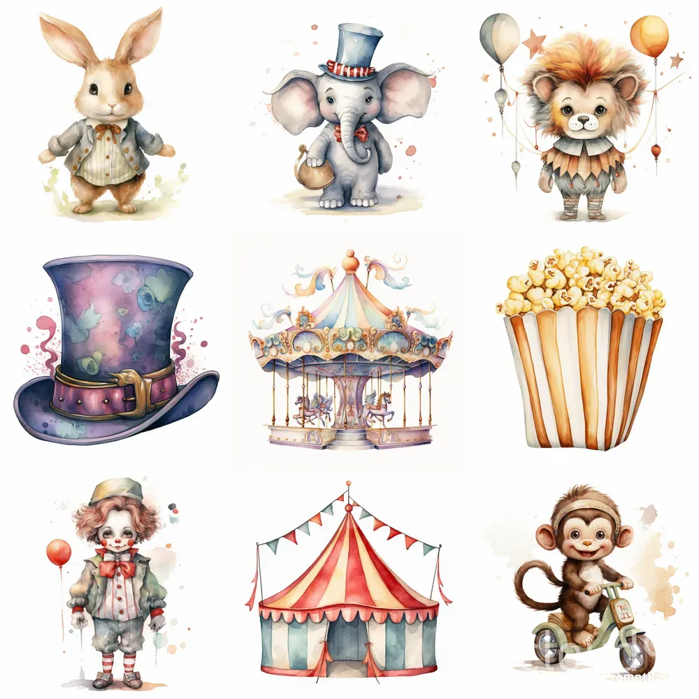 Circus Fun Cliparts Midjourney Prompt | PromptBase