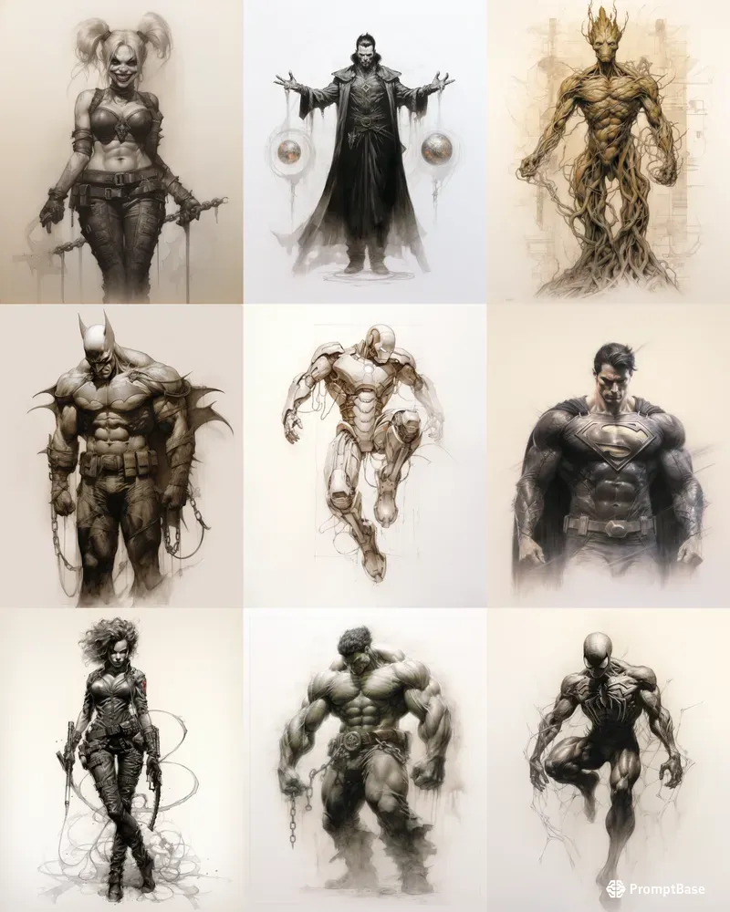 Dynamic Comics Realistic Sketches Midjourney Prompt | PromptBase