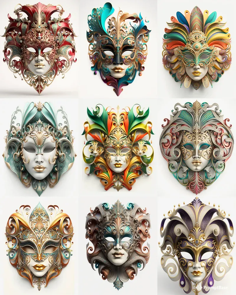 Sophisticated Carnival Masks Midjourney Prompt | PromptBase