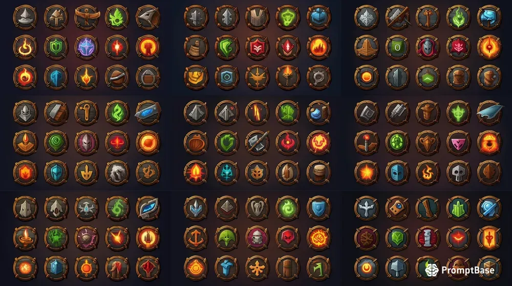 Mmorpg Game Icons Midjourney Prompt | PromptBase