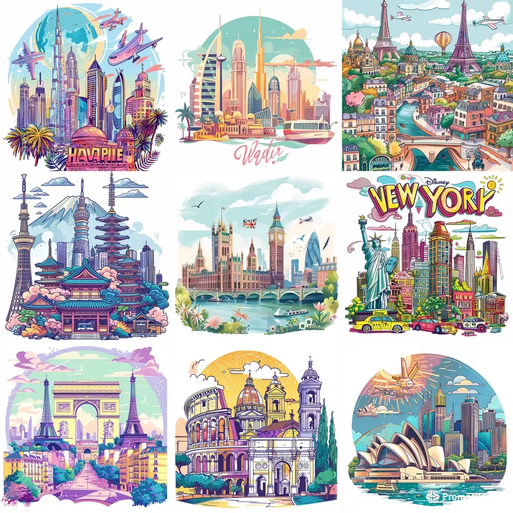 Cartoon Travel Postcards In Disney Style Midjourney Prompt | PromptBase
