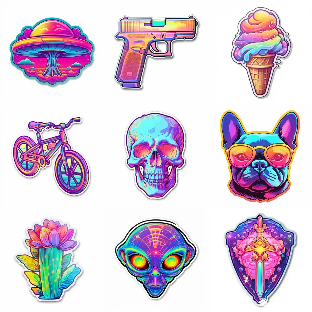 Stickers Acid Colors Style Midjourney Prompt | PromptBase