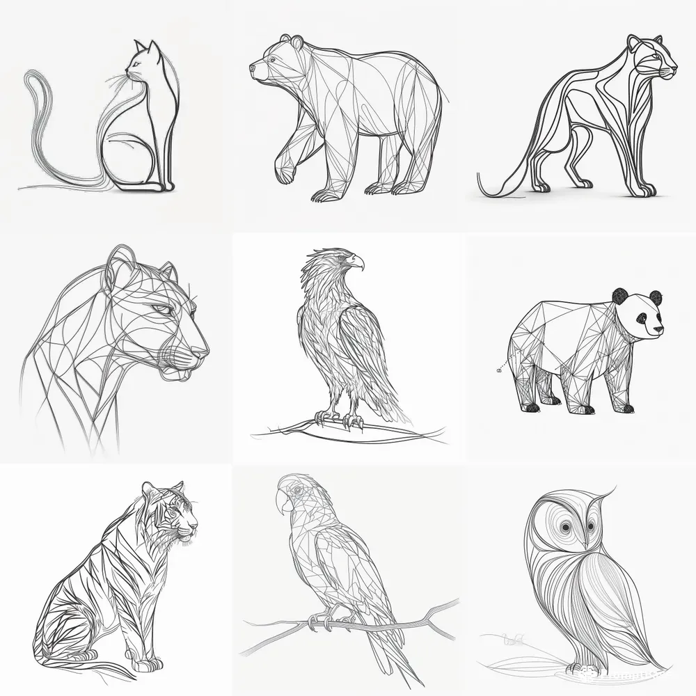 Animal Line Art Midjourney Prompt | PromptBase