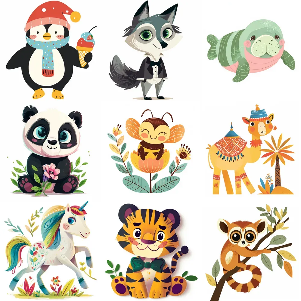 Wild Whimsy Animal Cliparts Midjourney Prompt | PromptBase