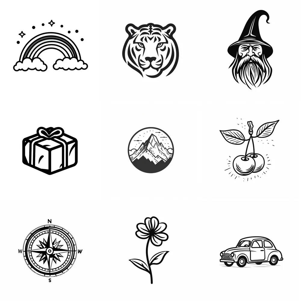 Simple Black Line Art Icons Midjourney Prompt | PromptBase