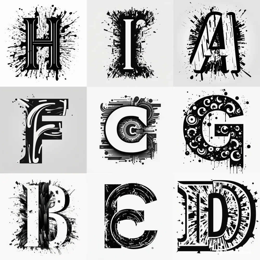 Distorted Typeface Letter Designs Midjourney Prompt | PromptBase